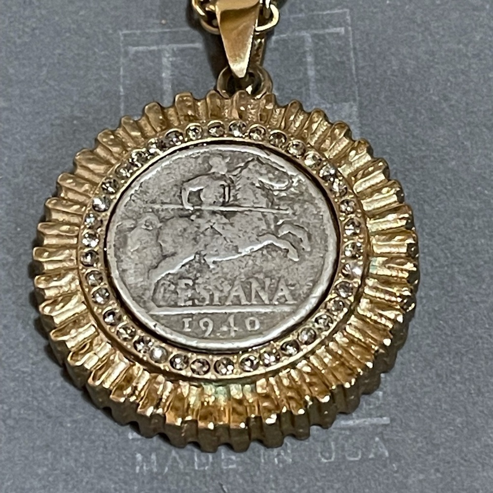 Gold Spanish Vintage Coin Gold Necklace - Gem